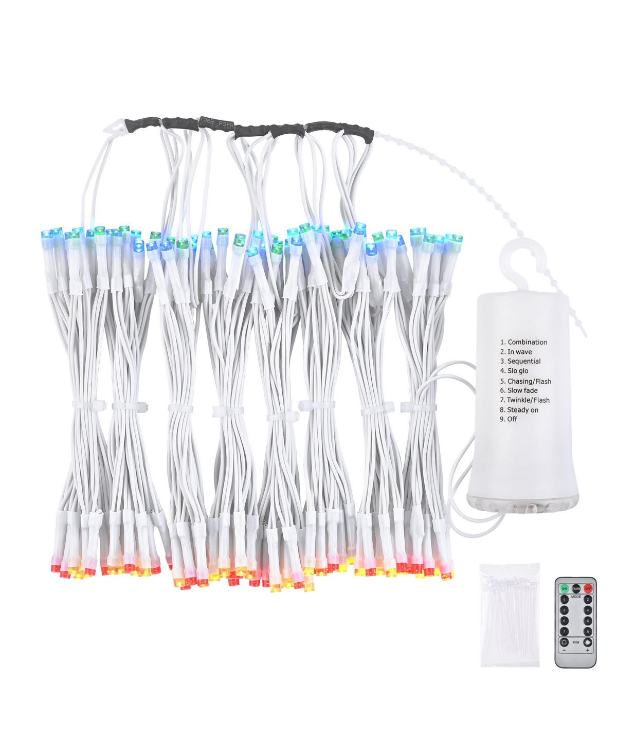Yescom Patio Umbrella Solar String Light with Remote Control Timer Fit 8-Rib 8/9/10 Ft Outdoor Shade 128 Rgb Led 8 Mode - Natrual