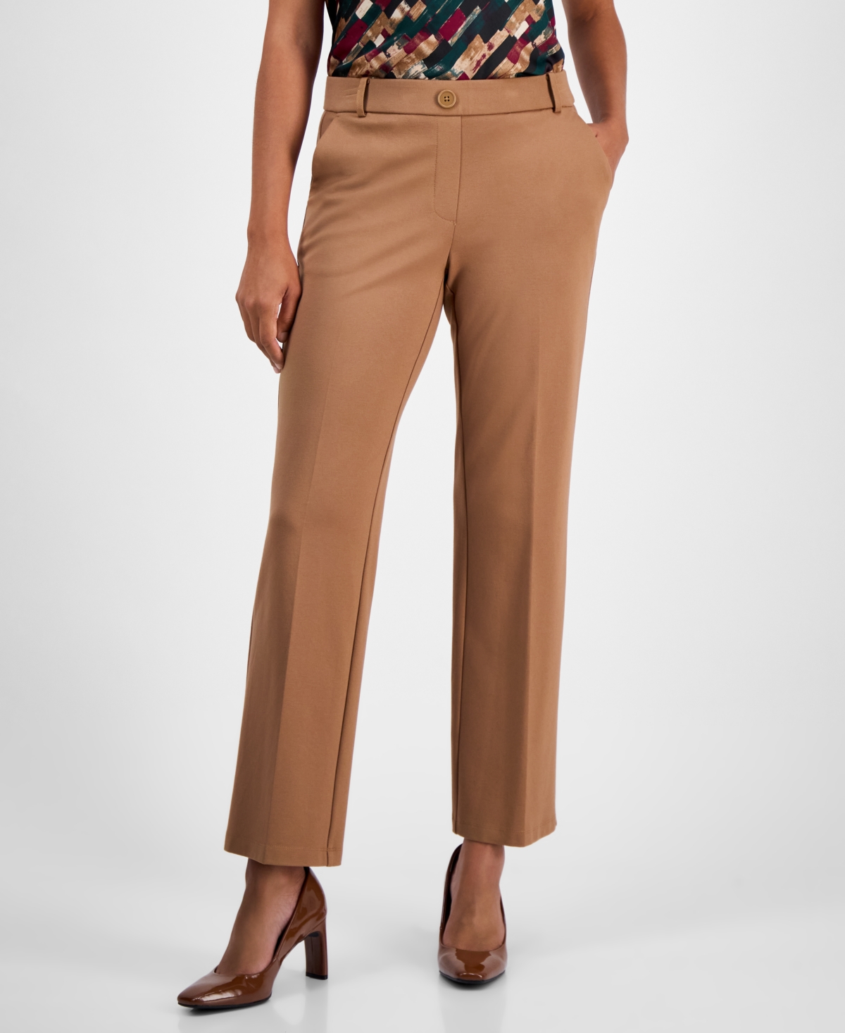 Click here for Kasper Womens Mid-Rise Pull-On Straight-Leg Pants... prices