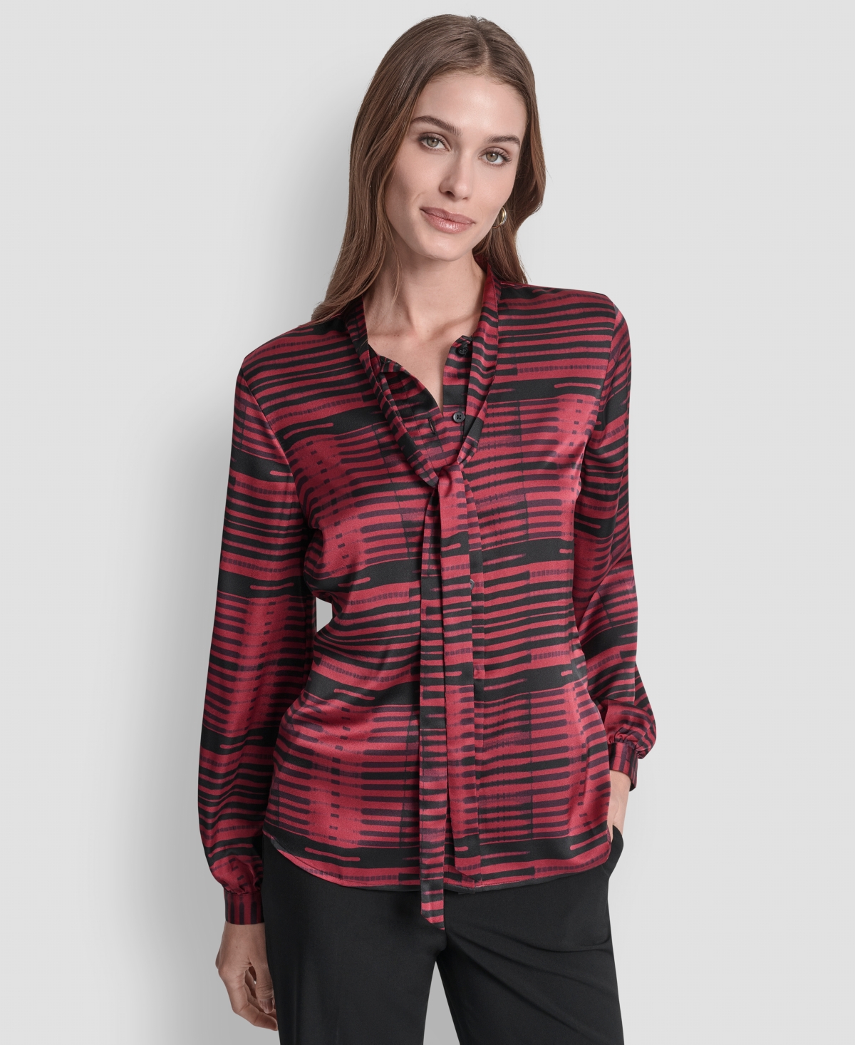 Click here for Dkny Womens Printed Satin with Covered Placket and... prices