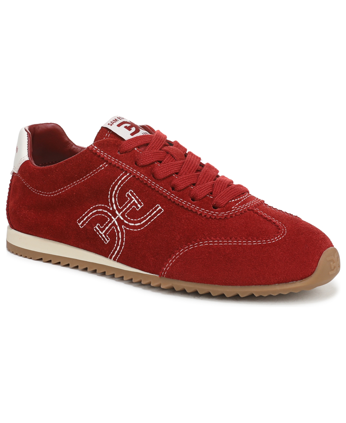 Sam Edelman Womens Isella Lace-Up Sneakers - Deep Scarlet Suede