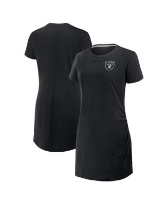 Fanatics Women's Black Las Vegas Raiders Ruched Drape T-Shirt Dress ...