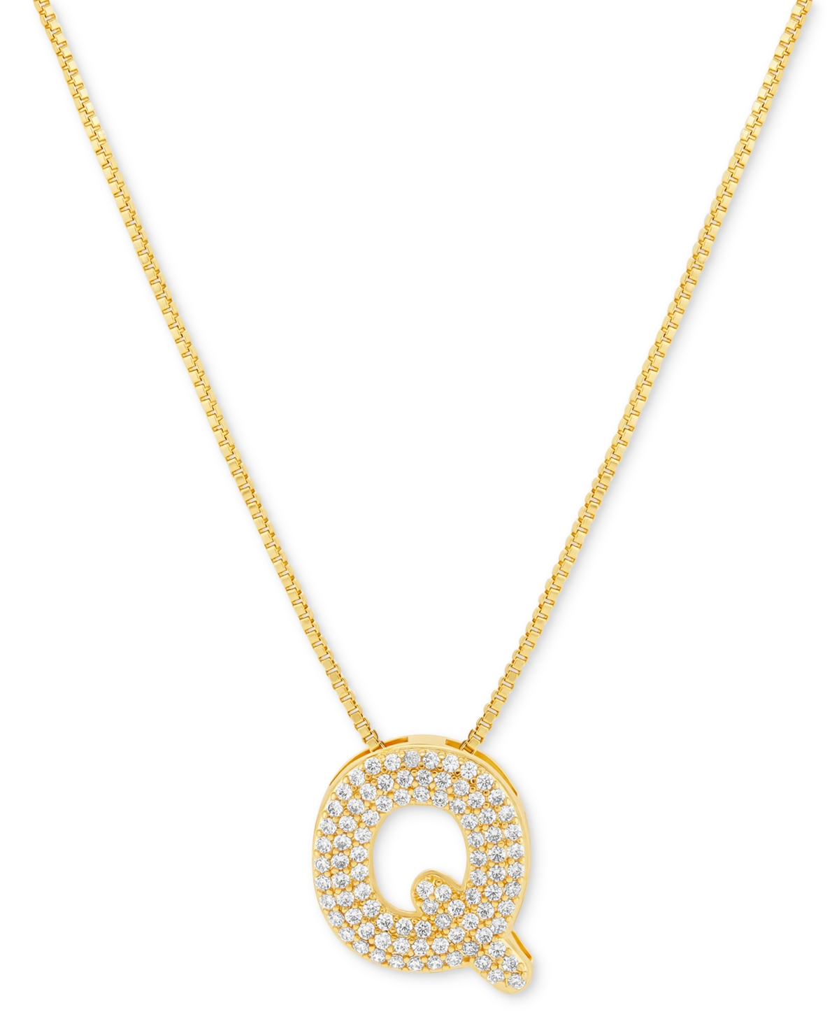 Click here for Cubic Zirconia Bubbly Initial Q 18 Pendant Necklac... prices