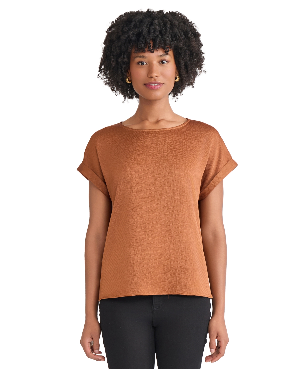 Click here for Jones New York Womens Side-Button Cuffed-Sleeve To... prices