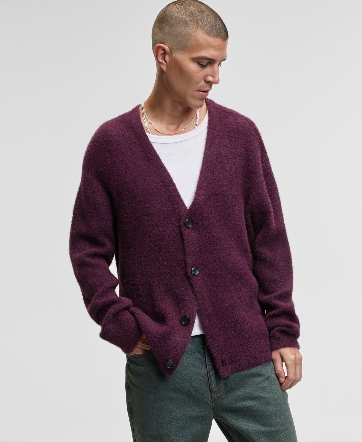 Click here for Mode of One Mens Boxy-Fit Eyelash Cardigan  Macys... prices