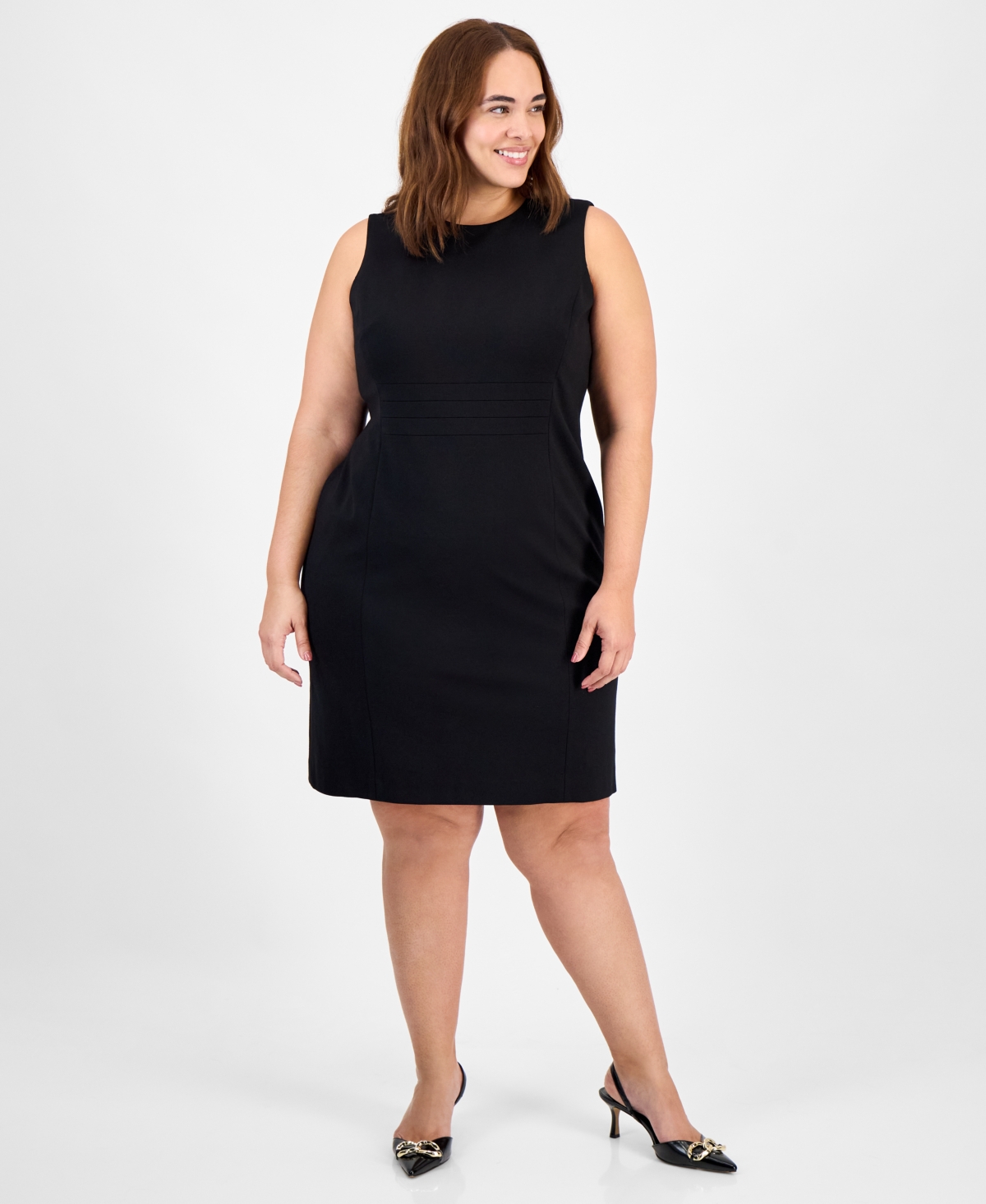 Click here for Kasper Plus Size Crewneck Sleeveless Sheath Dress... prices