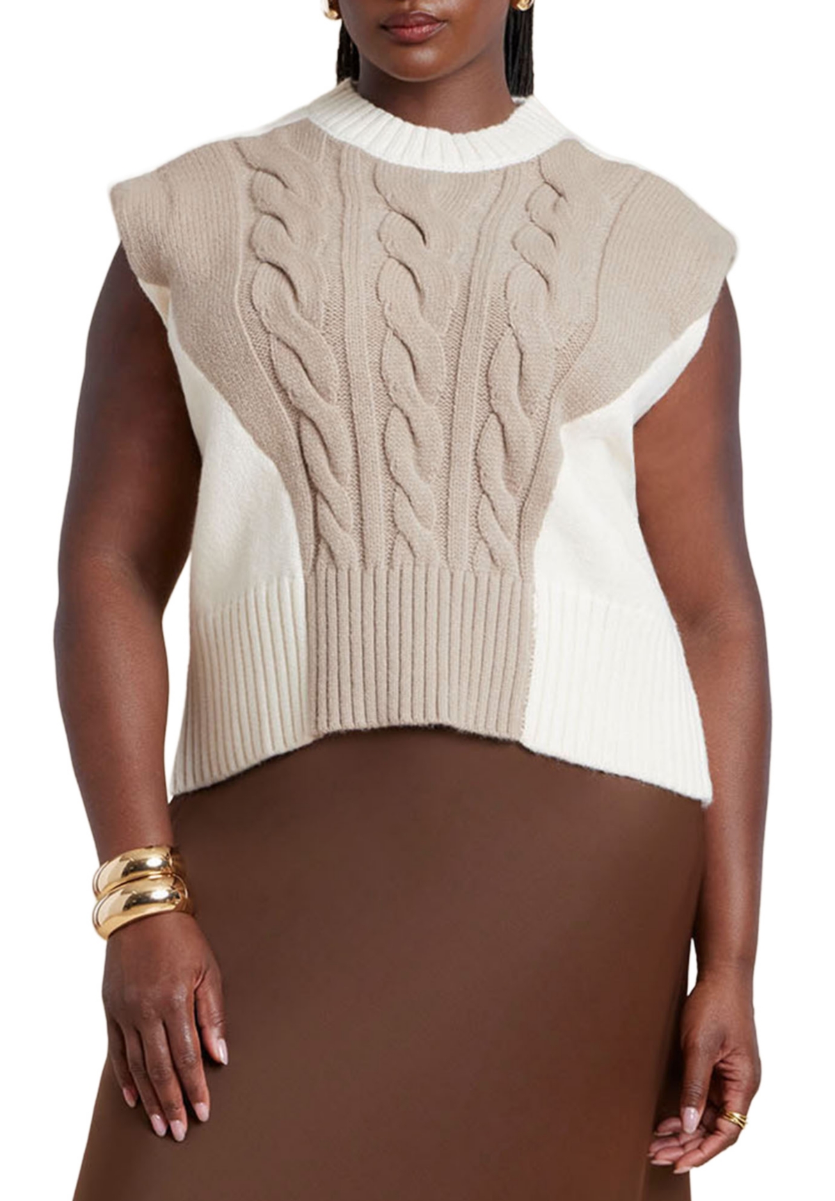 Click here for Eloquii Womens Plus Size Colorblock Sweater Vest -... prices