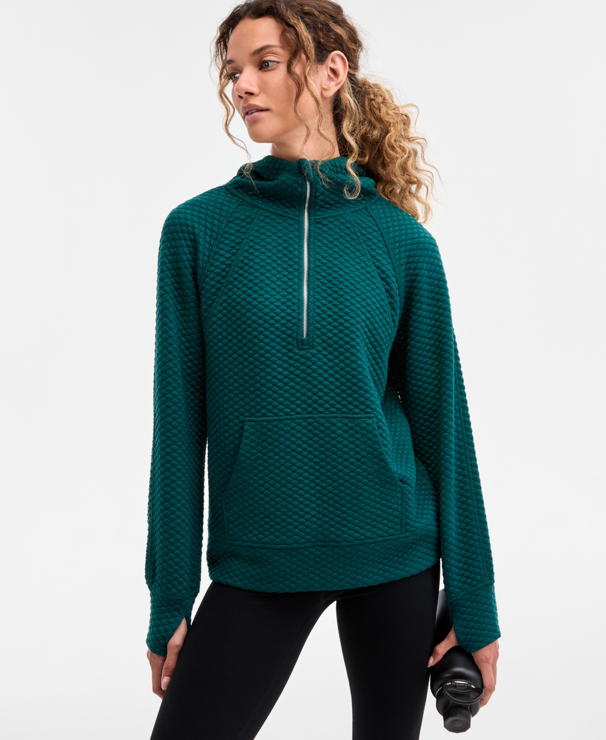 Click here for Id Ideology Womens Relaxed Quilted Half-Zip Hoodie... prices
