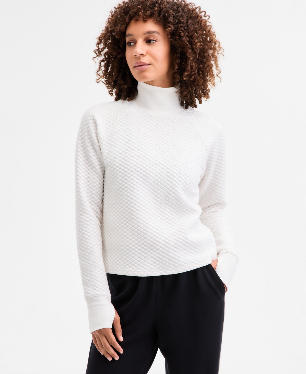 Click here for Id Ideology Womens Relaxed Quilted Mock-Neck Sweat... prices