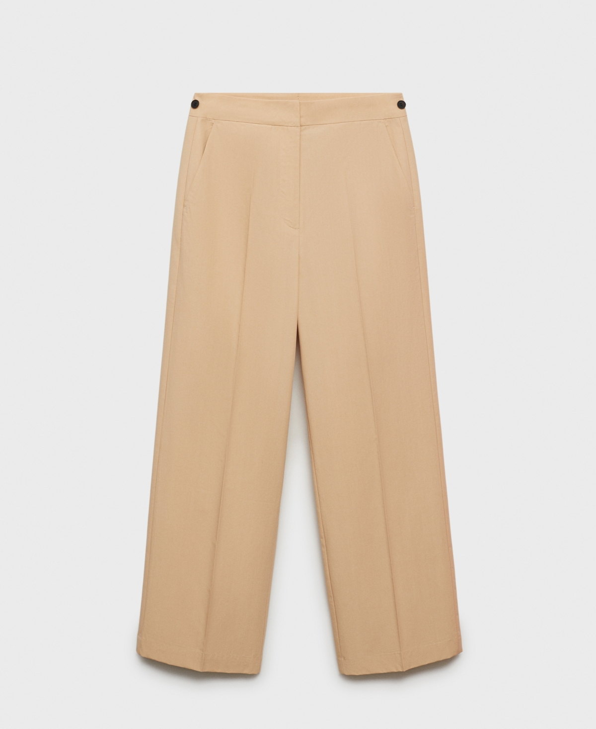 Mango Womens Straight-Cut Crop Pants - Medium Brown