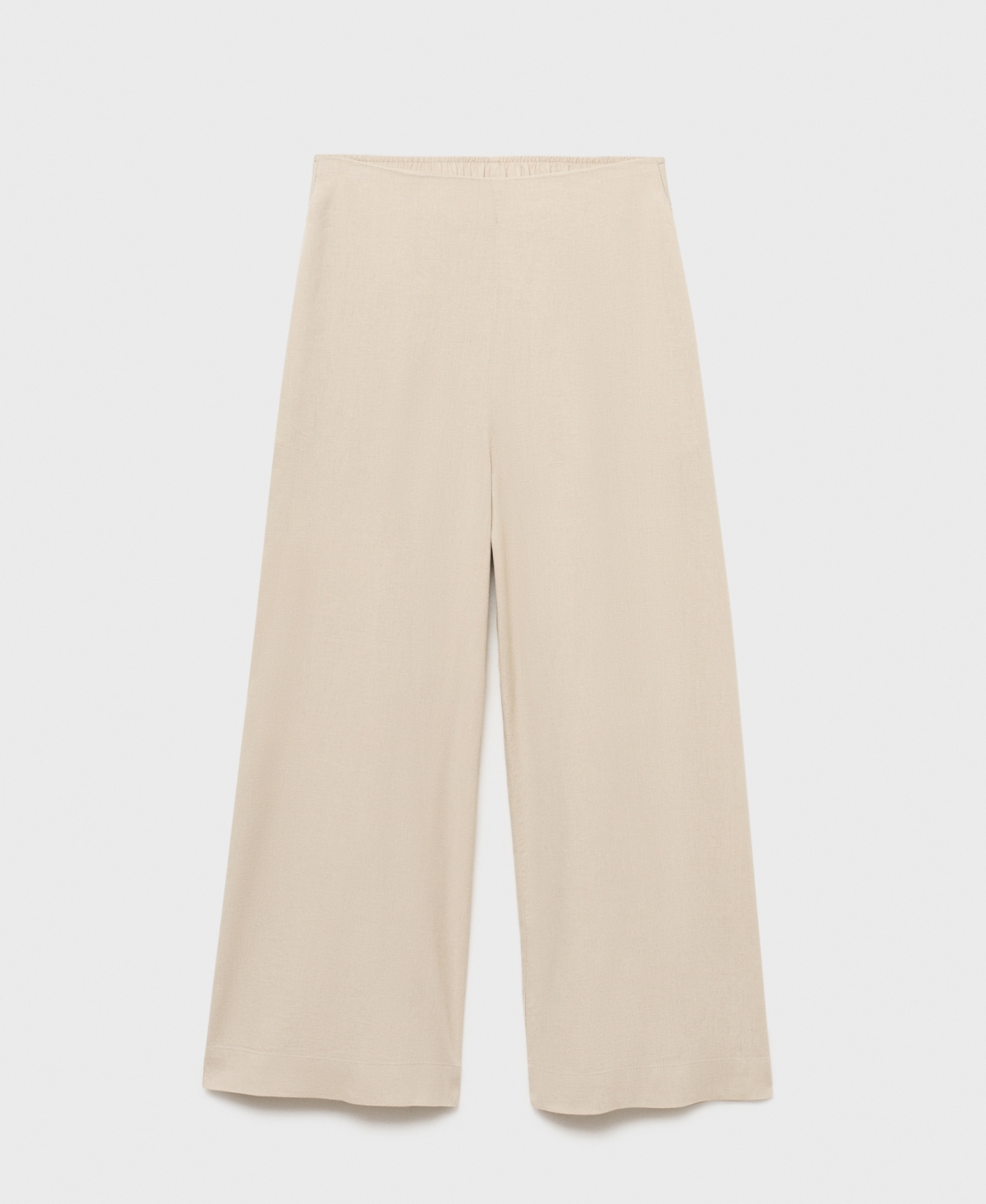 Click here for Mango Womens Cropped Linen-Blend Pants - Beige prices