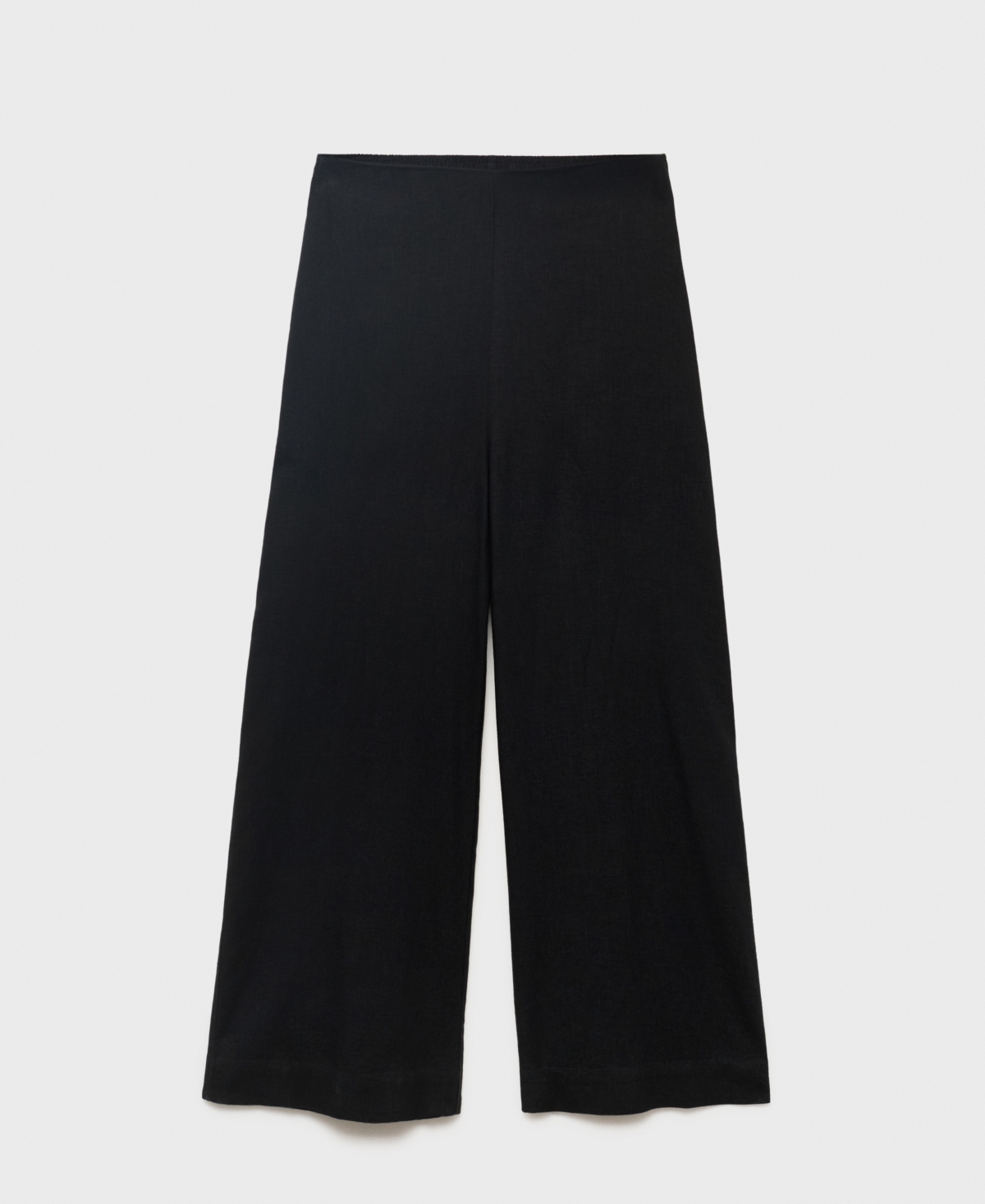 Click here for Mango Womens Cropped Linen-Blend Pants - Black prices