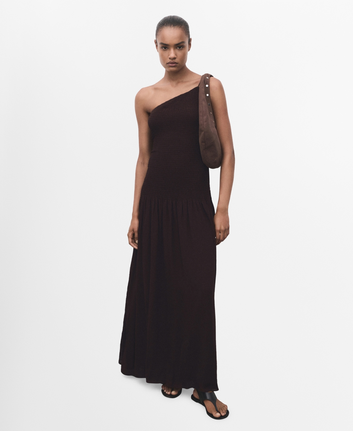 Click here for Mango Womens Gathered Body Asymmetrical Dress - Ch... prices