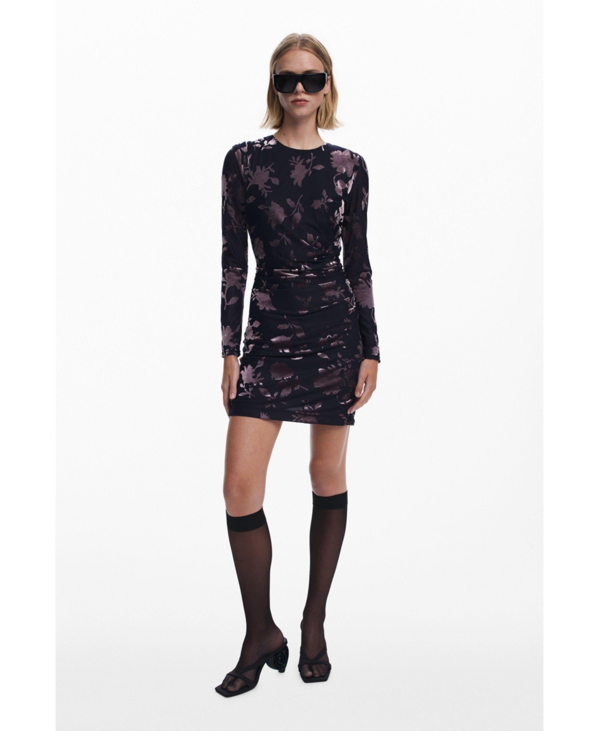 Click here for Desigual Womens Ruched mini dress - Dark purple prices