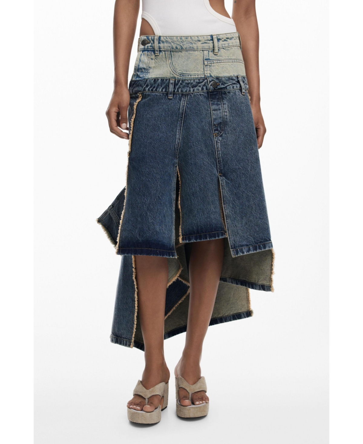 Click here for Desigual Womens Long skirt with double waistband -... prices