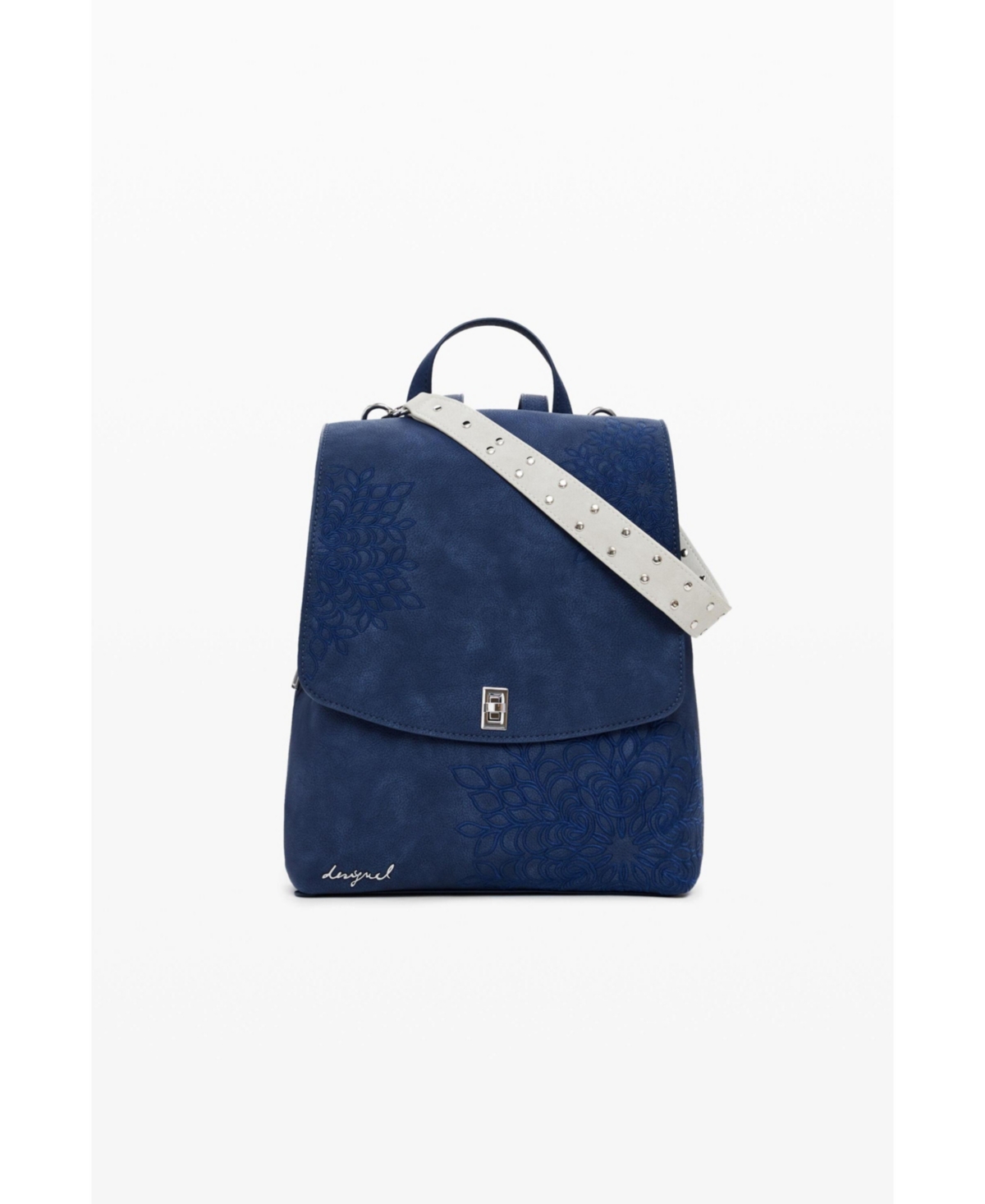 Click here for Desigual Womens Small embossed flap backpack - Dar... prices