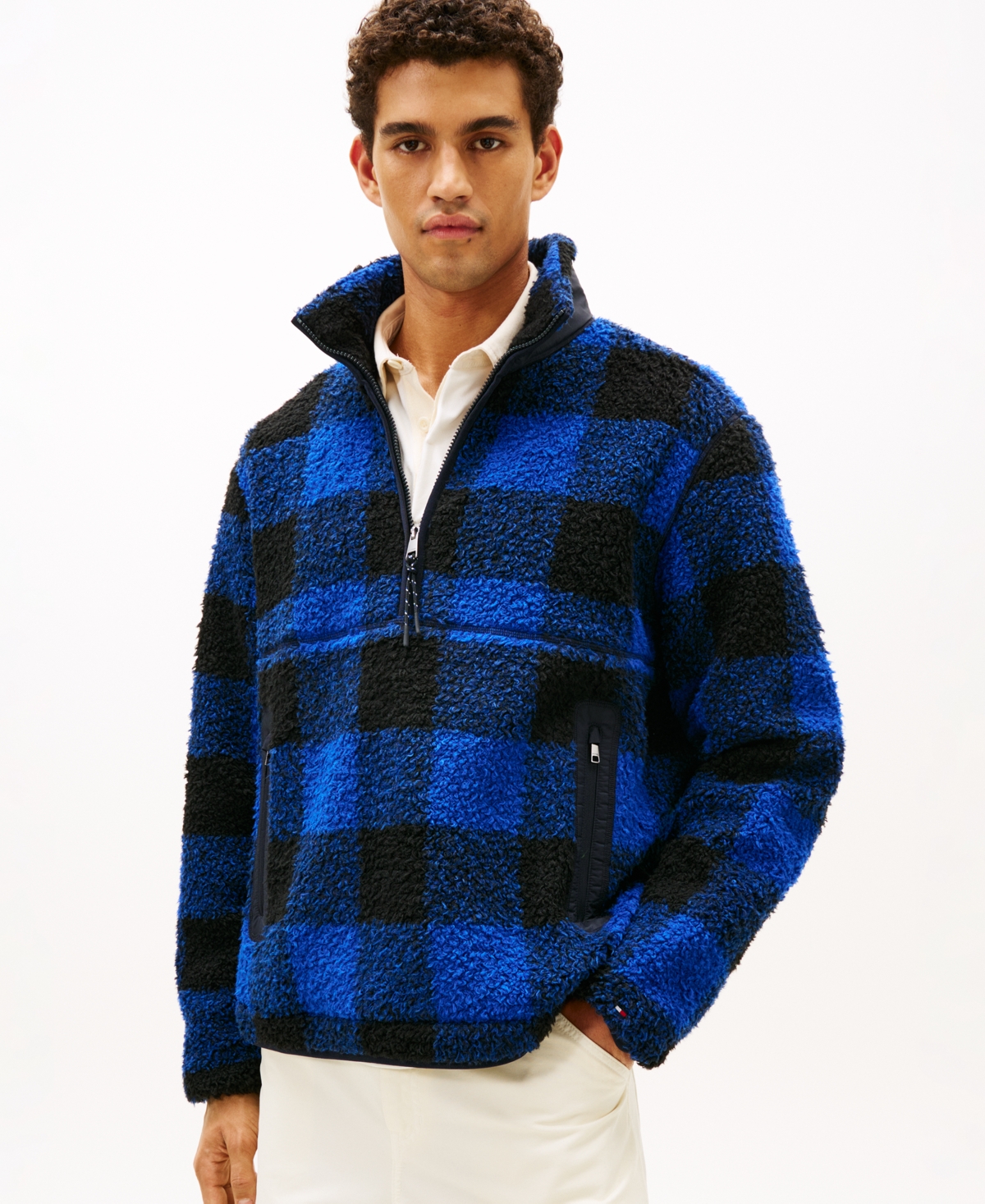 Click here for Tommy Hilfiger Mens Teddy Fleece Check Pullover Ja... prices