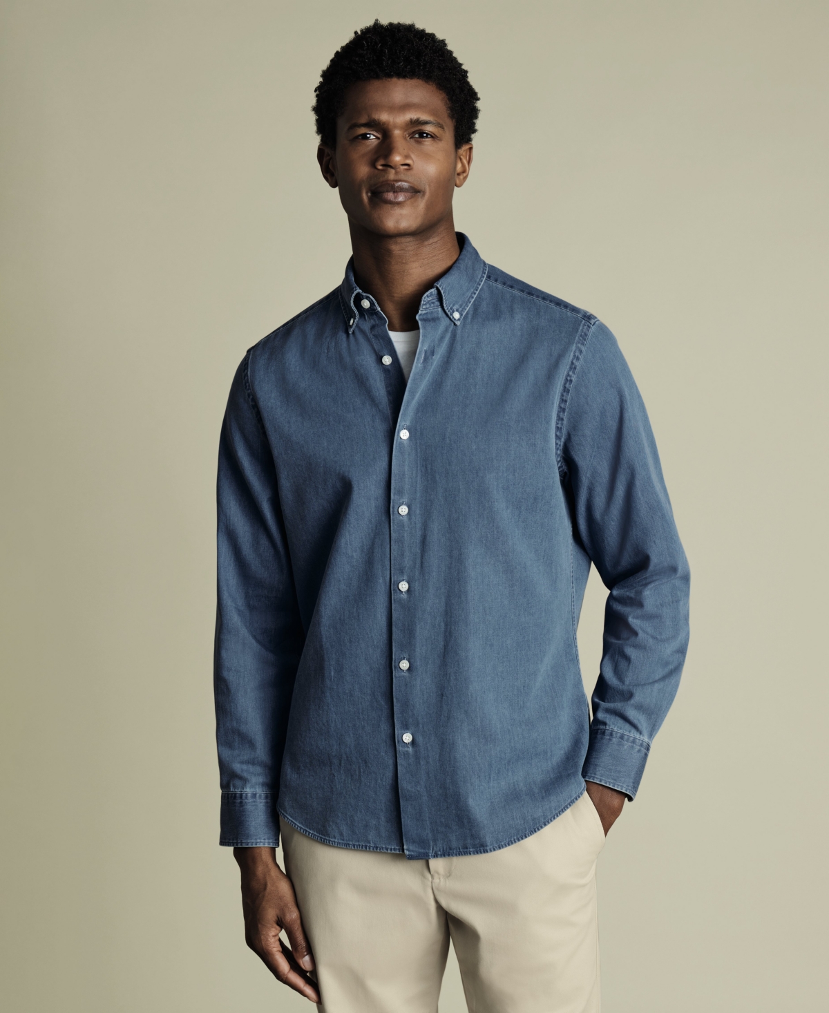 Click here for Charles Tyrwhitt Mens Denim Button-Down Shirt - Oc... prices