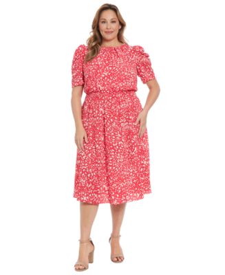London Times Plus Size Printed Caterpillar Sleeve Dress - Macy's