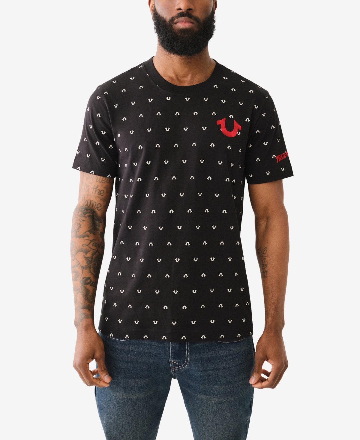 True Religion Mens Horseshoe Logo T-Shirt - Jet black