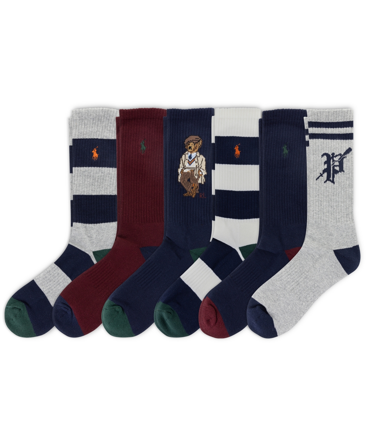 Click here for Polo Ralph Lauren Mens 6-Pack Bear Crew Socks - As... prices
