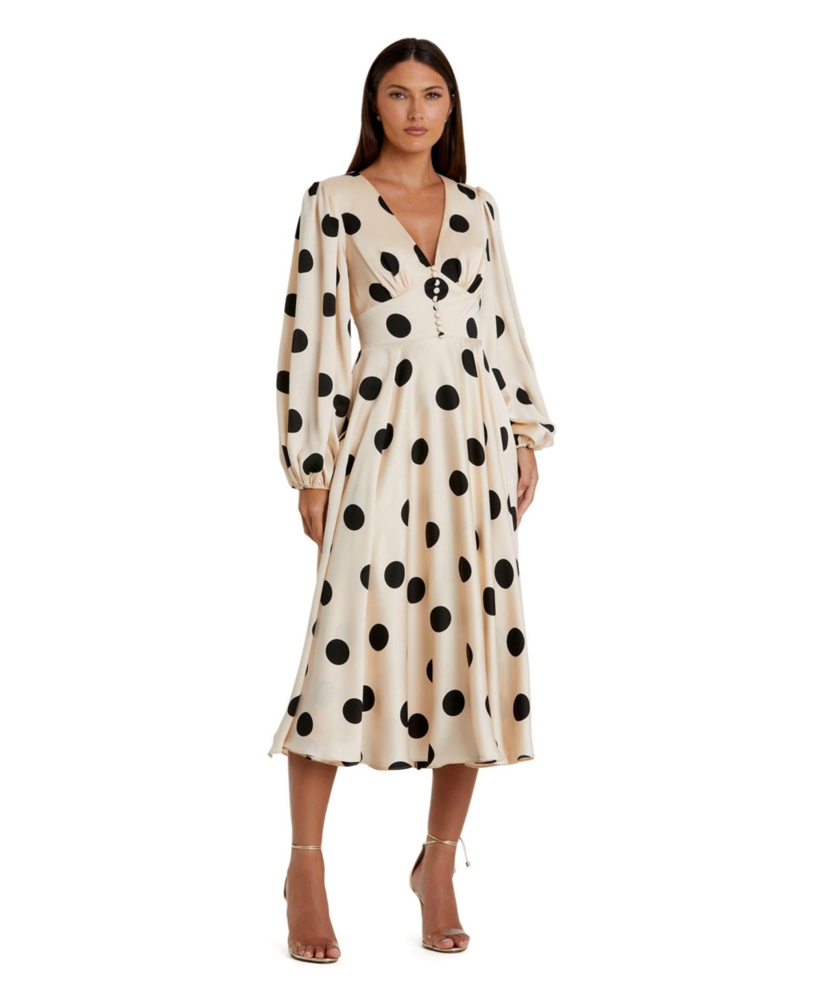 Click here for Mac Duggal Womens Polka Dot Charmeuse Long Sleeve... prices