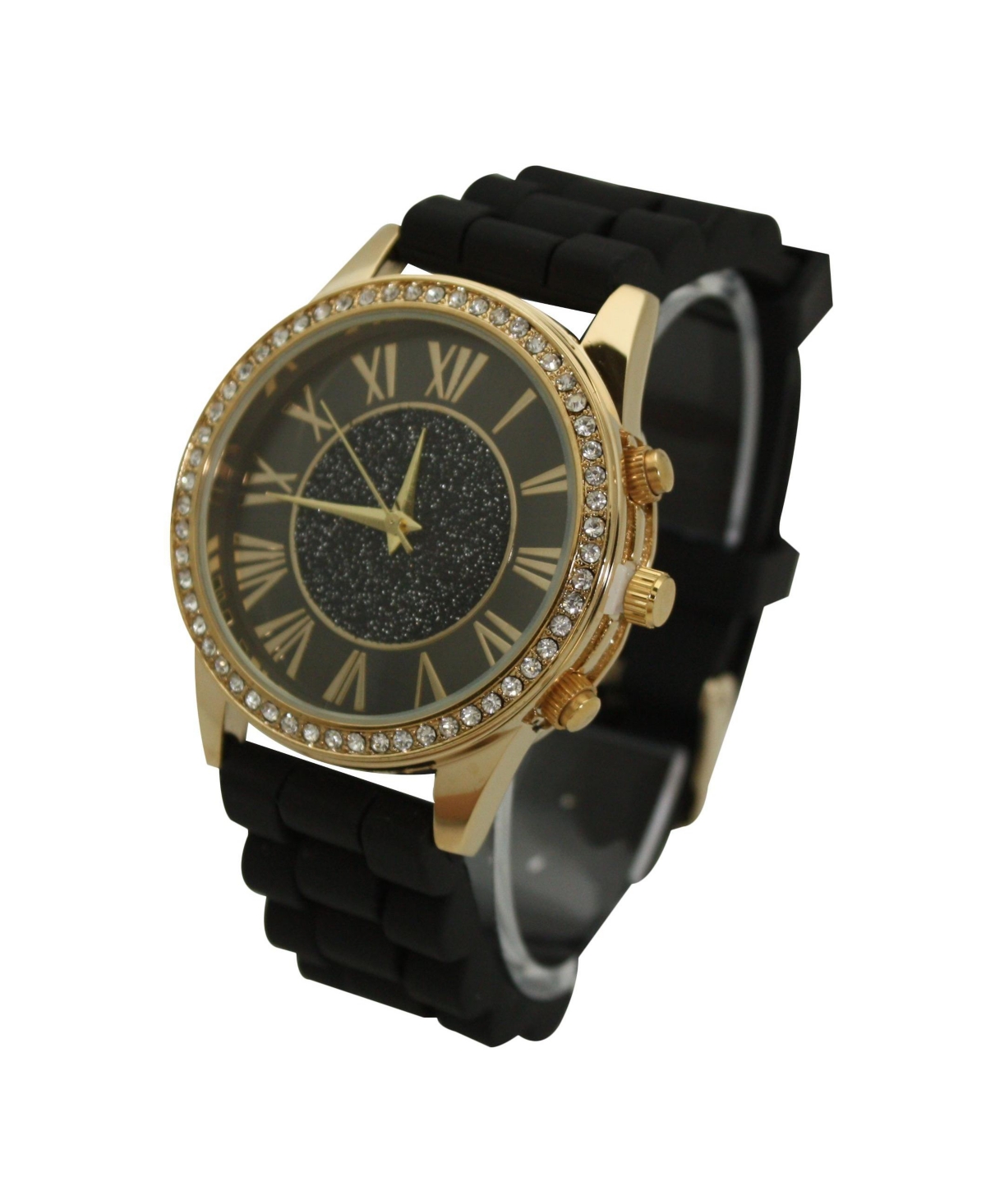 Click here for Black Rhinestone Bezel Silicone Strap Watch - Blac... prices