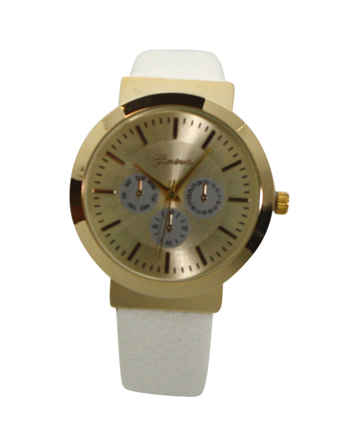 Click here for Olivia Pratt White Calendar Dial Gold Accented Lea... prices