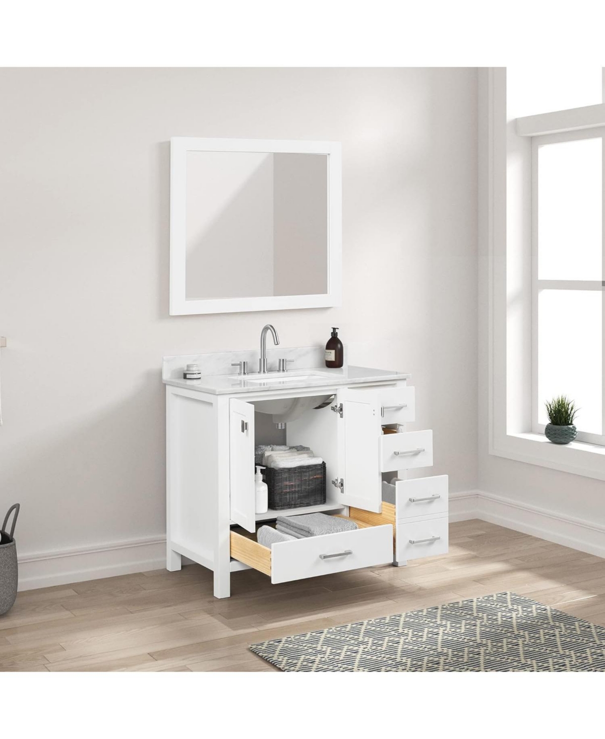 Click here for Vanirror 36" Matte White Bathroom Vanity Set... prices