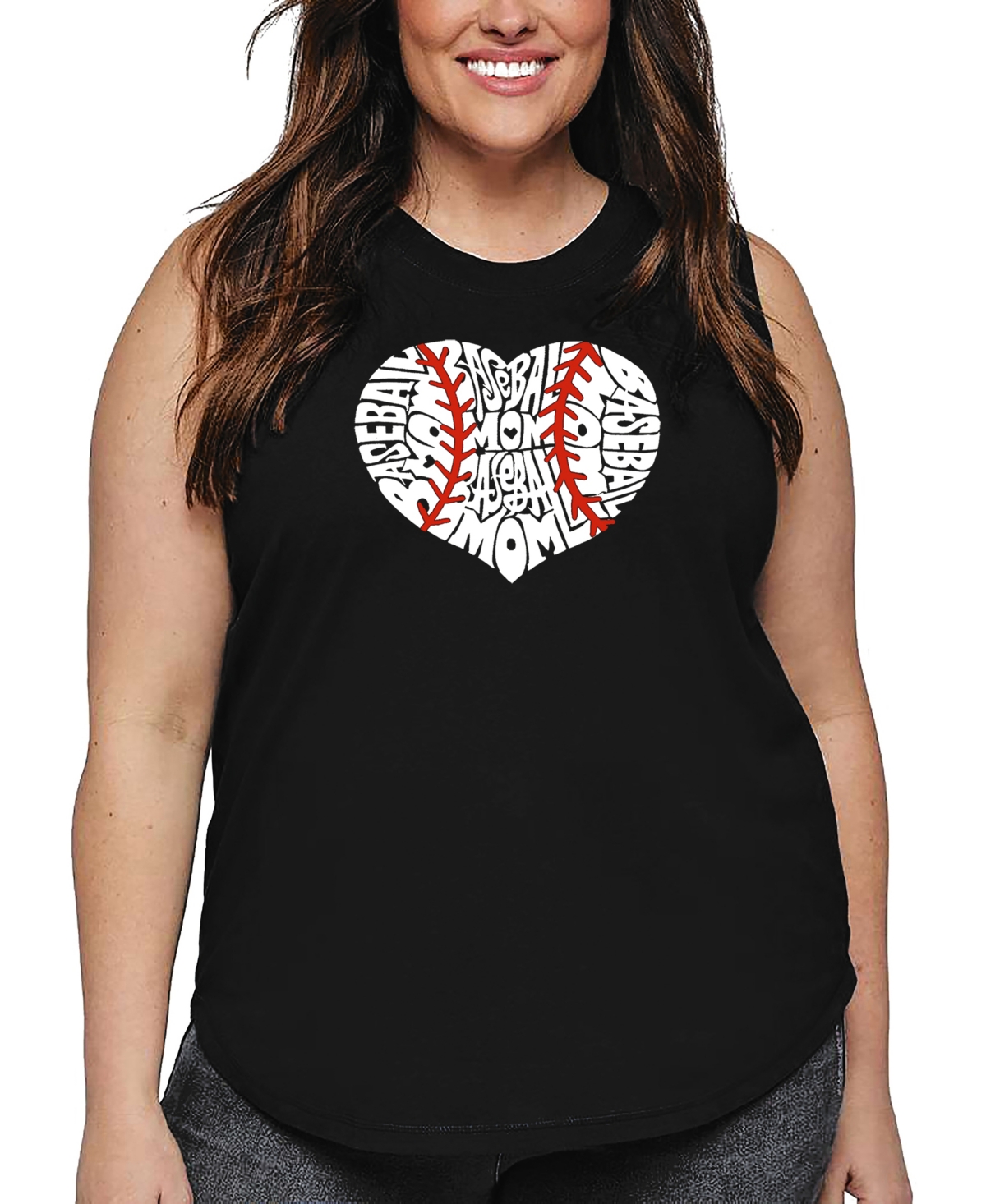 Click here for La Pop Art Plus Size Baseball Mom Word Art Tank To... prices