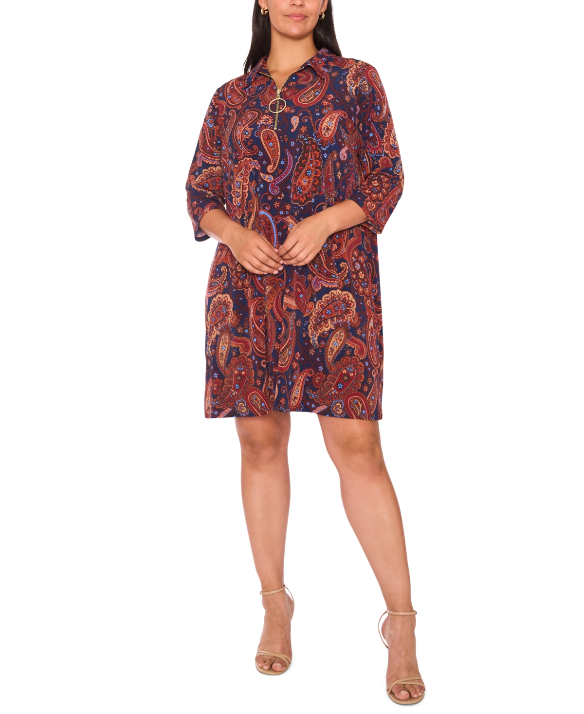 Click here for Msk Plus Size Printed Jersey 3/4-Sleeve Dress - Jb... prices