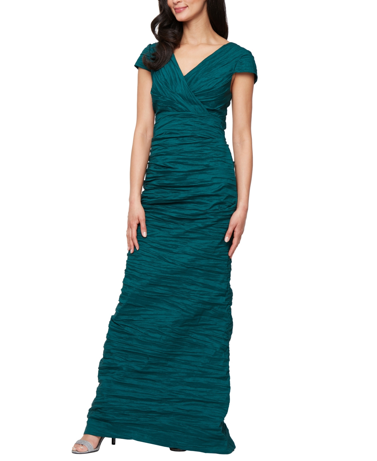 Click here for Alex Evenings Petite Long Crinkle Stretch Taffeta... prices
