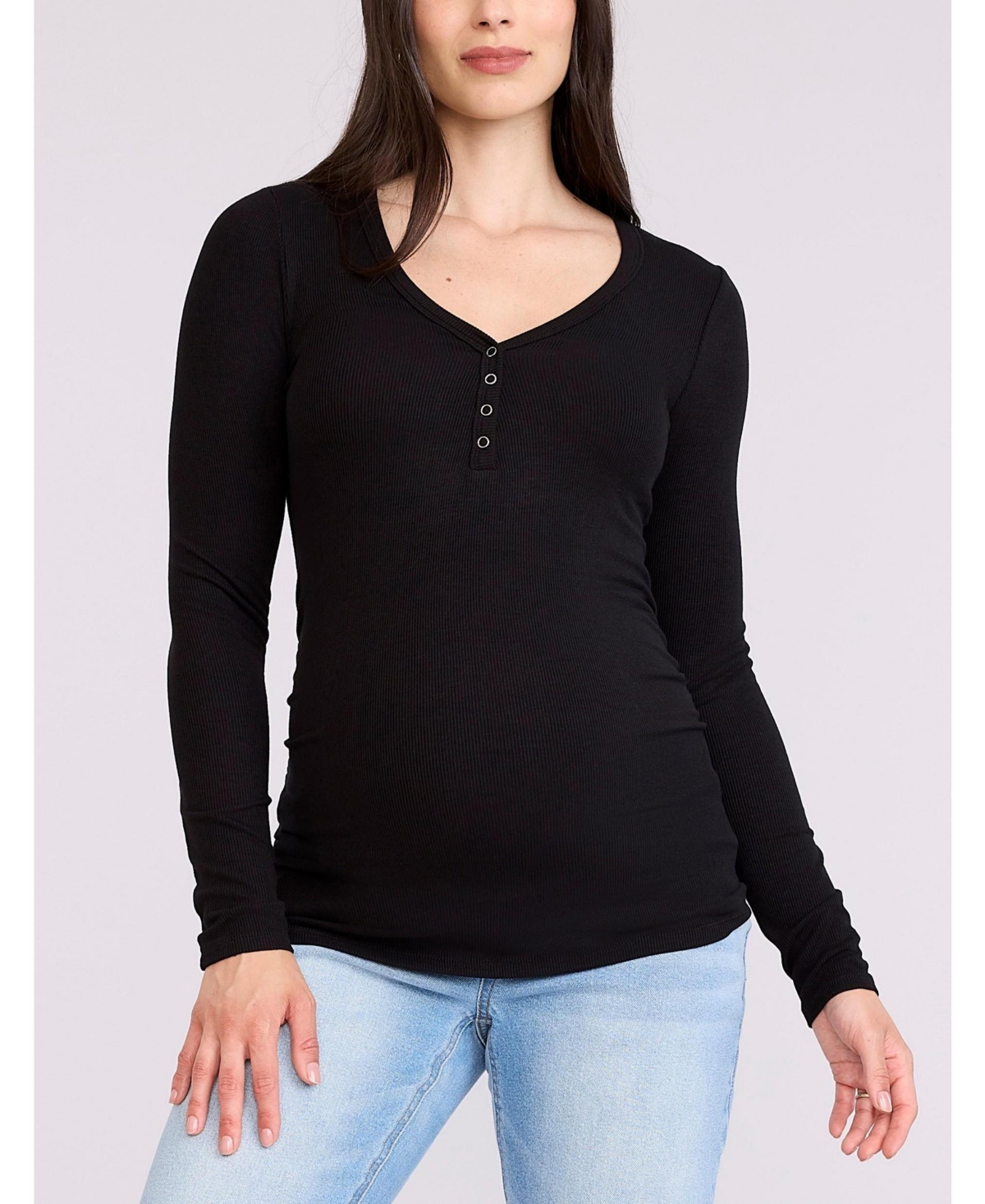 Click here for Motherhood Maternity Womens V-Neck Side-Ruched Lon... prices