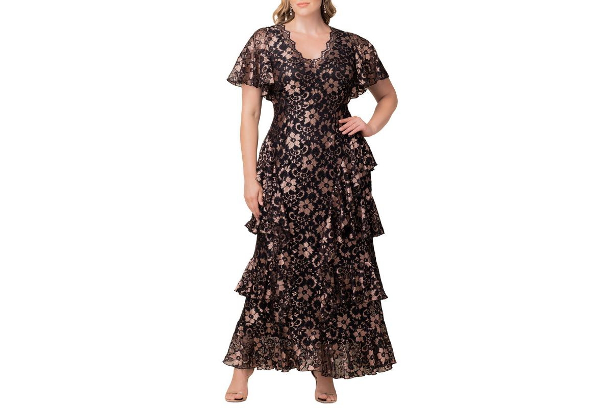 Click here for Kiyonna Womens Mon Ange Tiered Lace Evening Gown -... prices