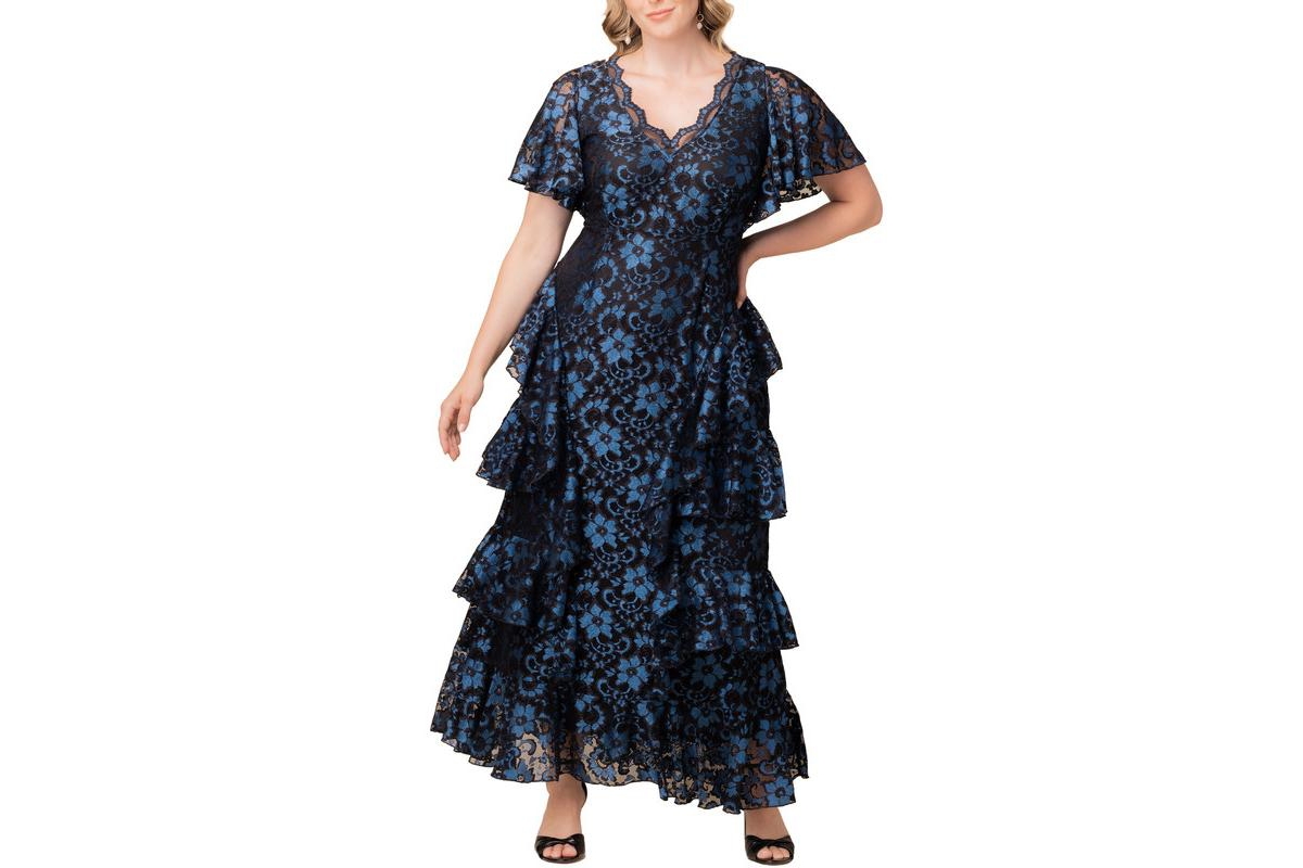 Click here for Kiyonna Womens Mon Ange Tiered Lace Evening Gown -... prices
