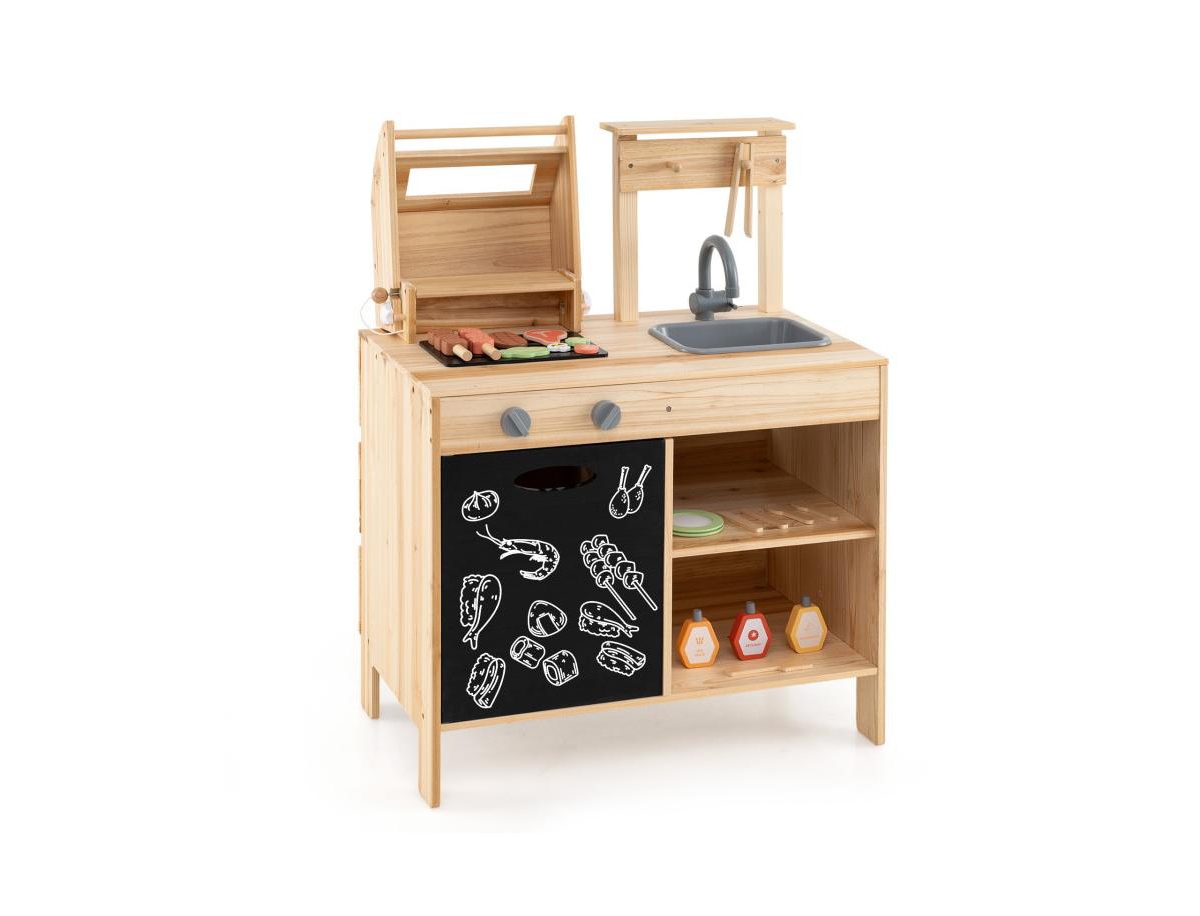 Click here for Akiudex Wooden Barbecue Grill Playset with Chalkbo... prices