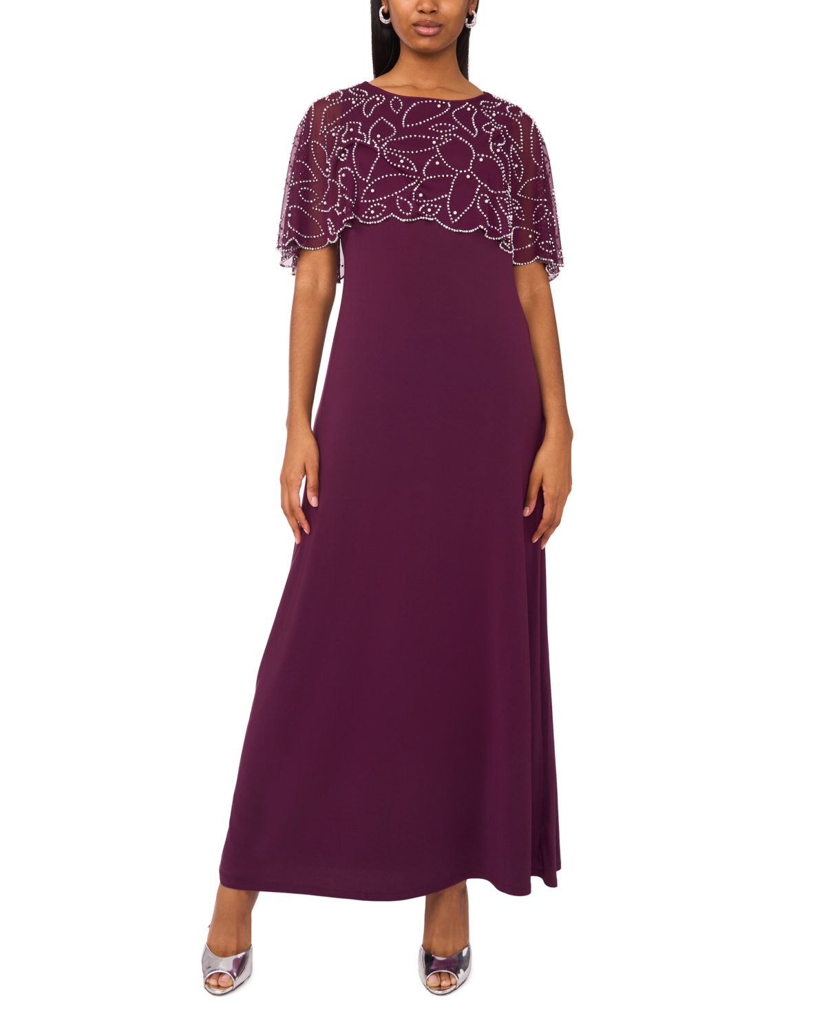 Click here for Msk Womens Combo Faraj Cape Maxi Dress - Potent Pu... prices