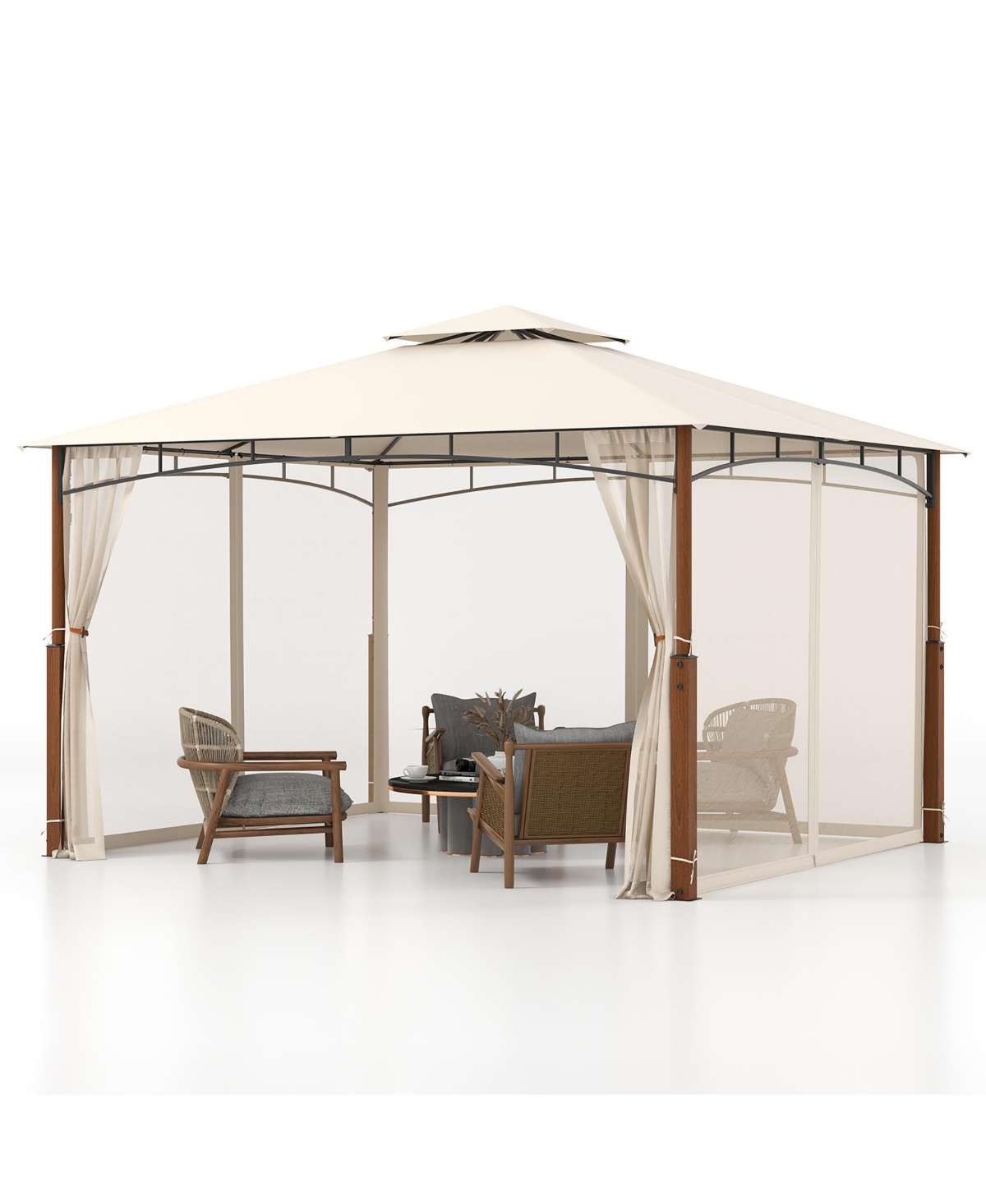 Click here for Gymax 12 x 10 Outdoor Patio Gazebo w/ Netting 2-Ti... prices