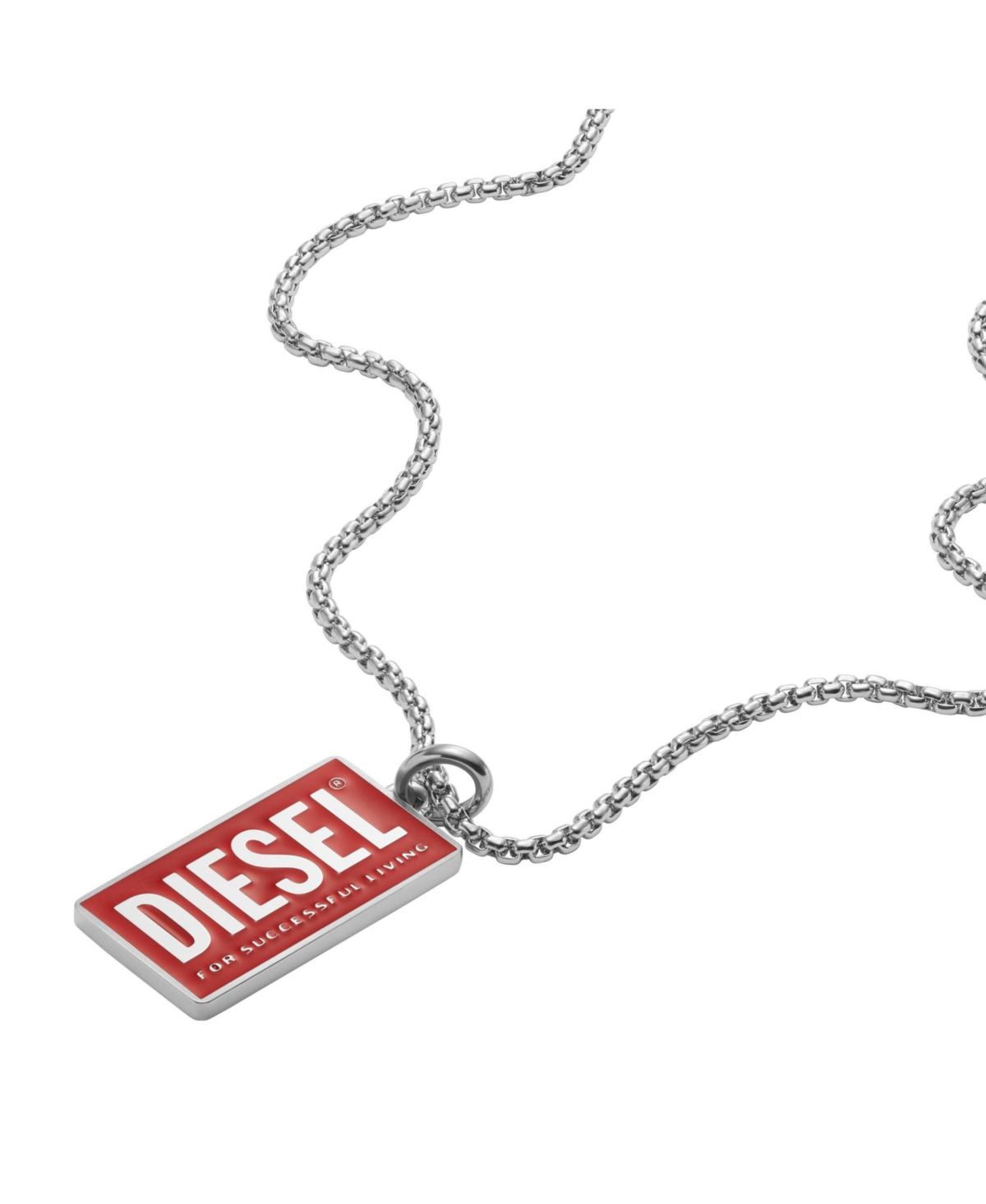 Click here for Diesel Mens Stainless Steel Logo Dog Tag Necklace prices