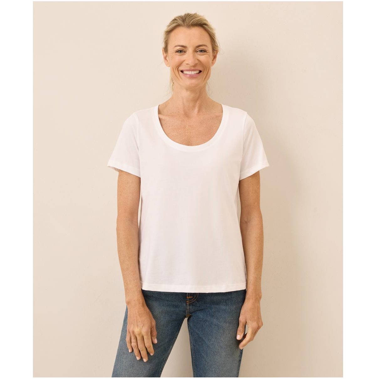 Click here for Pact Organic Cotton Softspun Scoop Neck Tee - Whit... prices