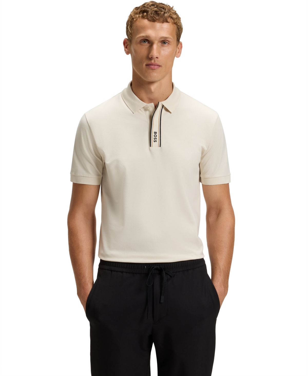 Click here for Boss by Hugo Boss Mens Striped Placket Logo Paddy... prices