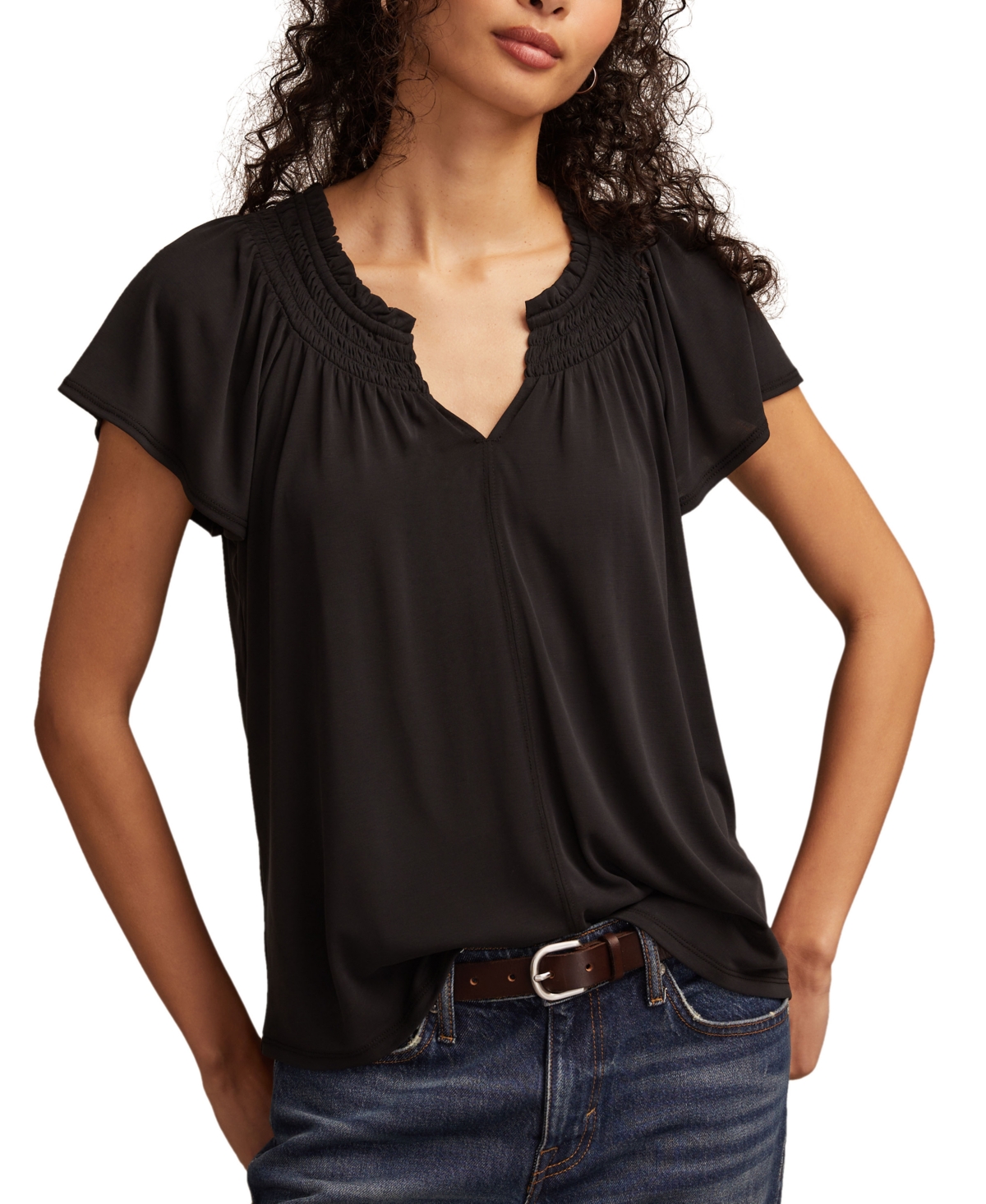 Click here for Lucky Brand Womens Sandwash Notch Top - Caviar prices