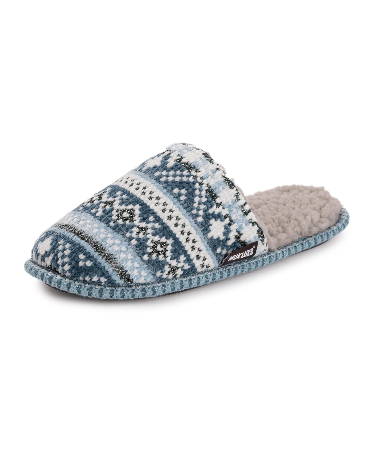 Click here for Muk Luks Womens Ashlie Scuff - Teal fairisle prices