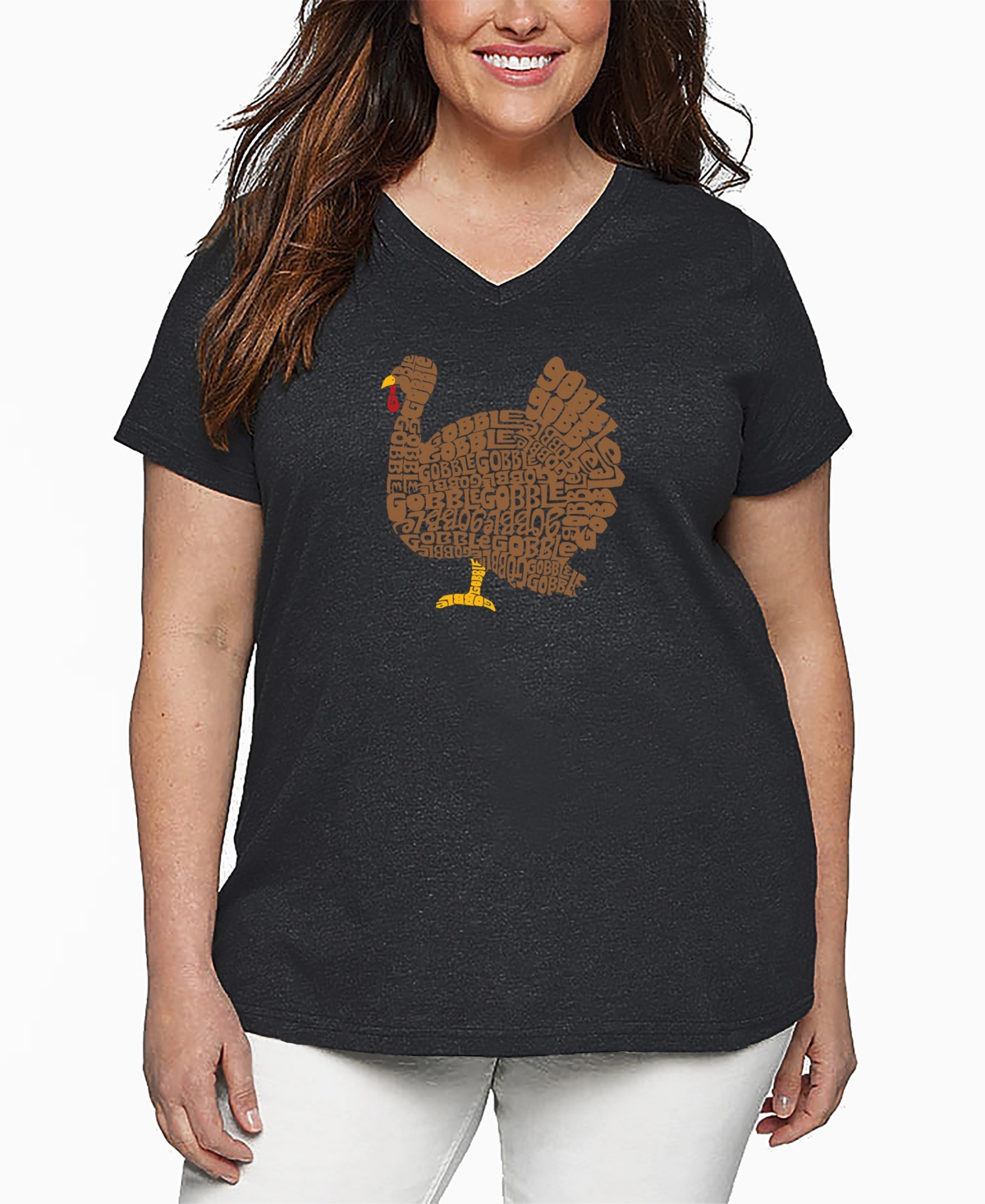 Click here for La Pop Art Plus Size Thanksgiving Word Art V-Neck... prices