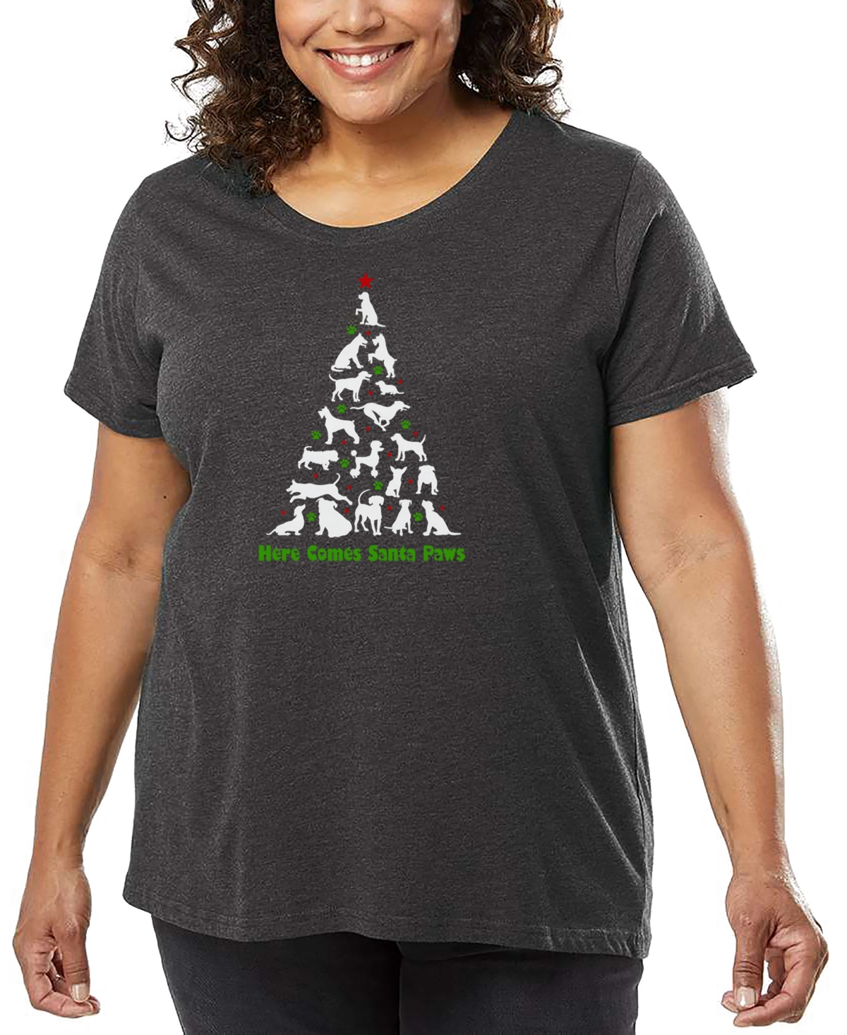 Click here for La Pop Art Plus Size Here Comes Santa Paws Word Ar... prices