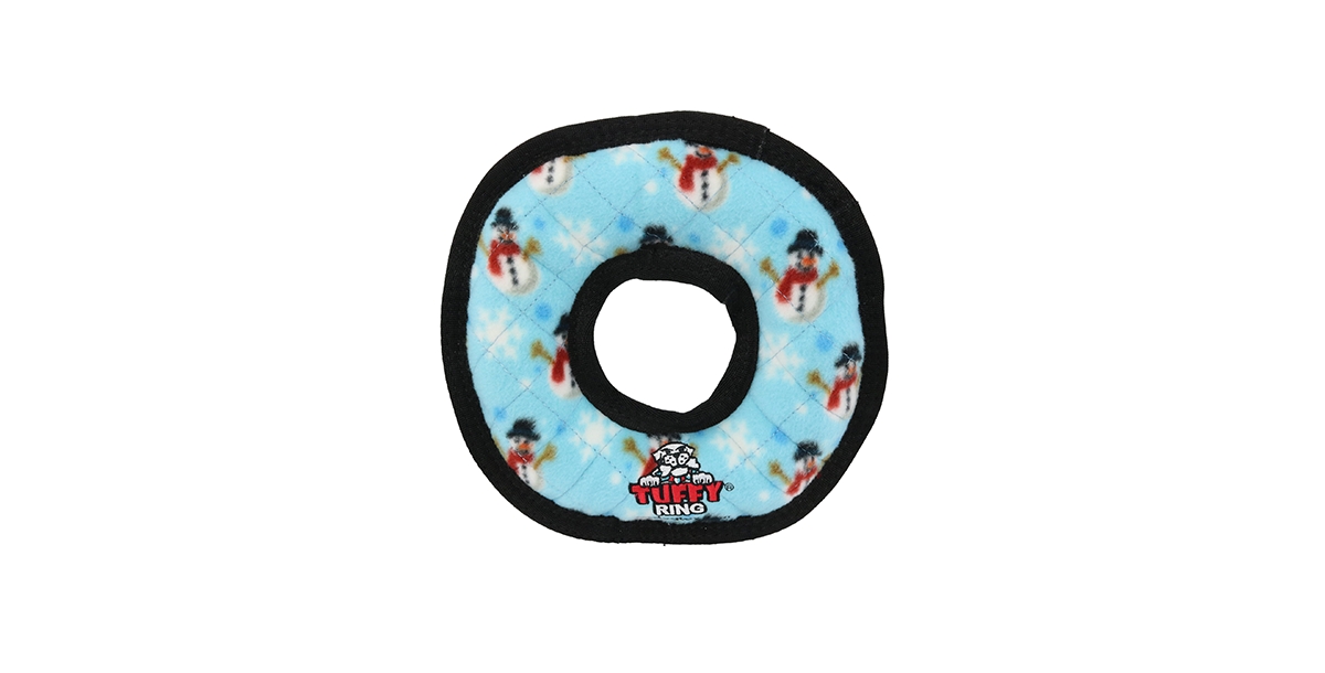 Click here for Tuffy Holiday Medium Ring Snowman  Dog Toy - Blue prices