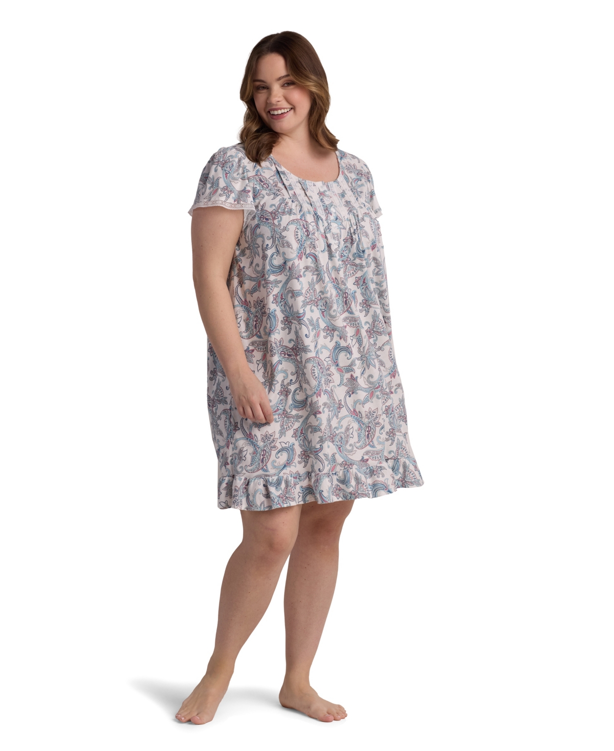 Click here for Miss Elaine Plus Size Short Sleeve Printed Night D... prices