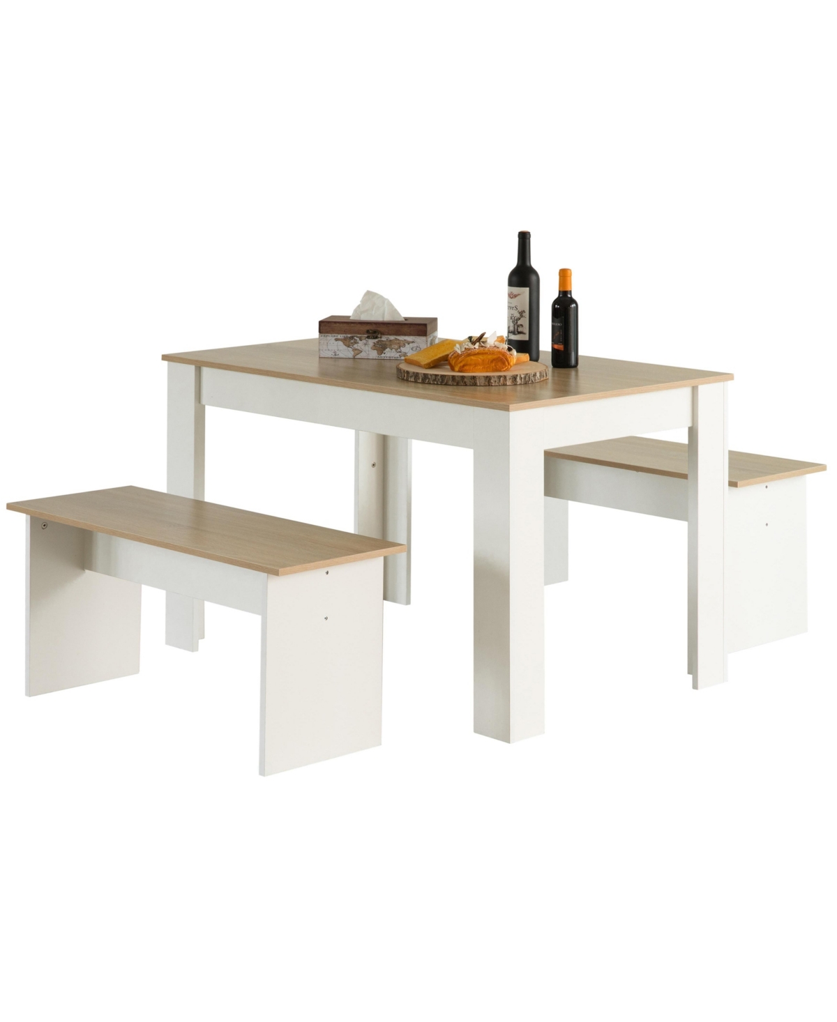Click here for Basicwise White Modern Wooden Dining Table with Tw... prices