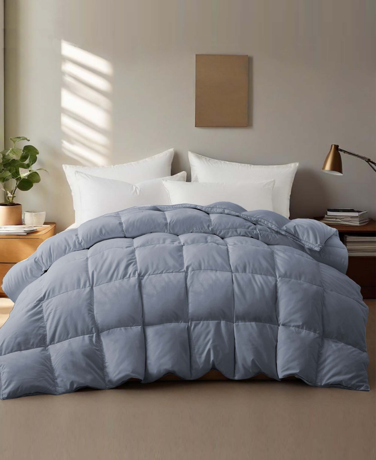 Unikome Medium Warmth Goose Feather Down Fiber Comforter  Full/Queen - Dark Gray