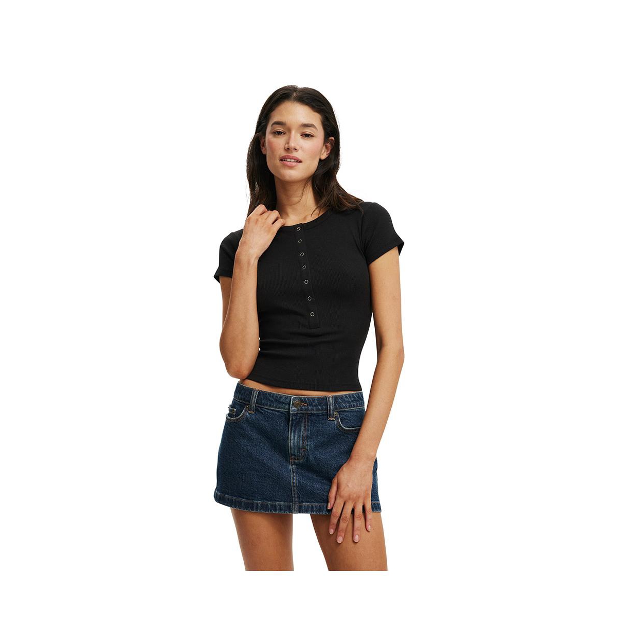 Click here for Cotton On Womens Christy Henley Tee - Black prices