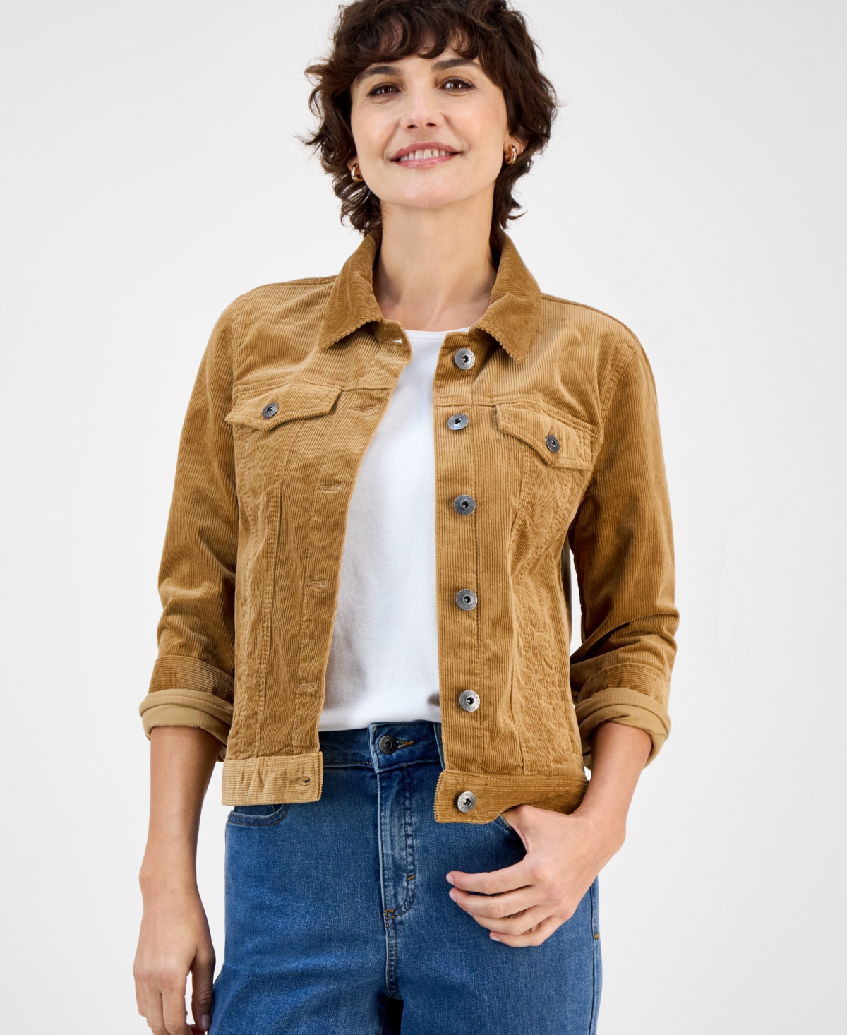 Click here for Style & Co Womens Corduroy Classic Long-Sleeve Jac... prices